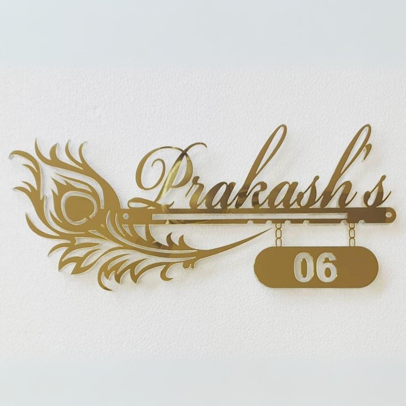 Royal Feather Nameplate - 3D House Name Plate (Acrylic), Premium Morpa ...