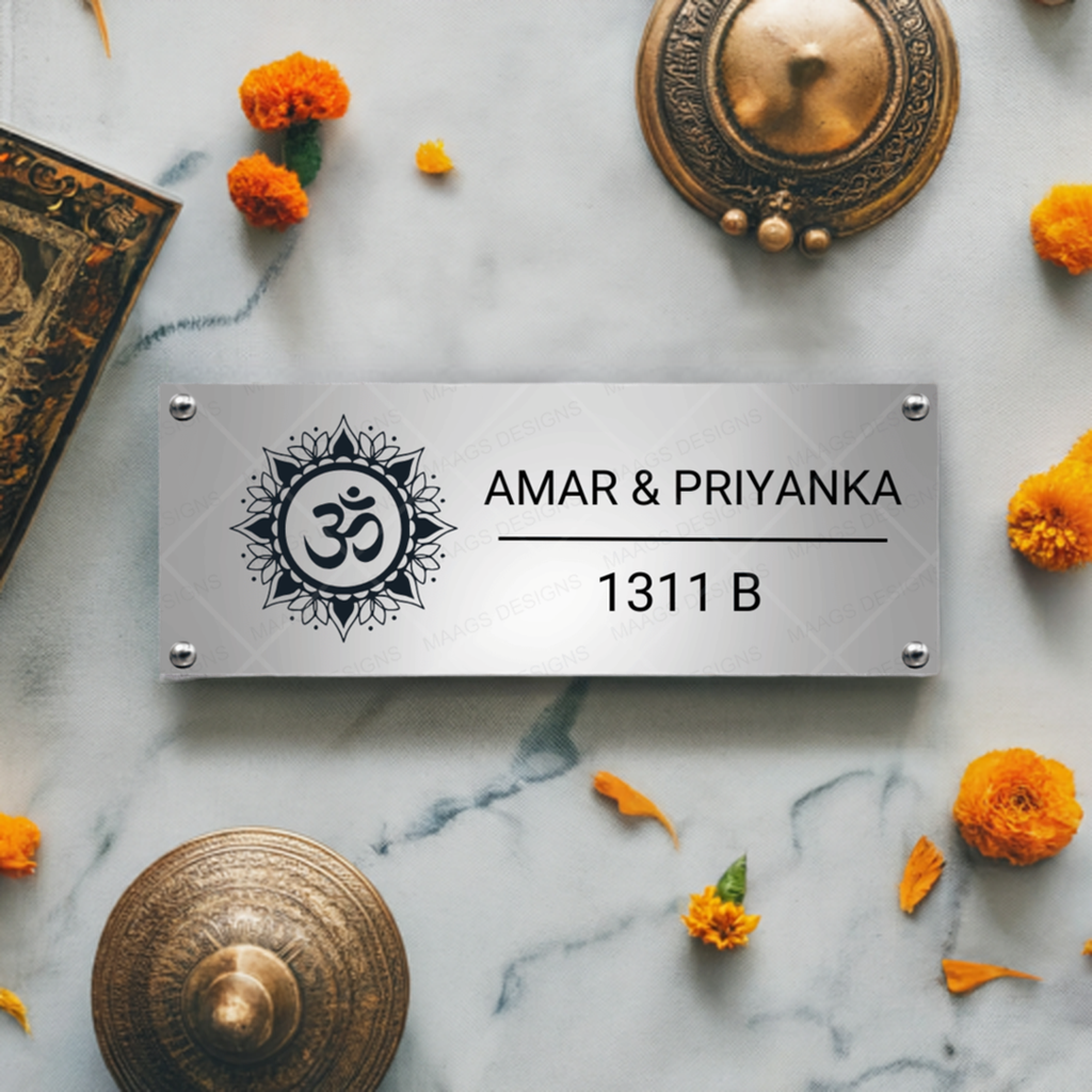 Ethnic Collection - Hari Om Name Plate for Home (Stainless Steel) | Pr ...
