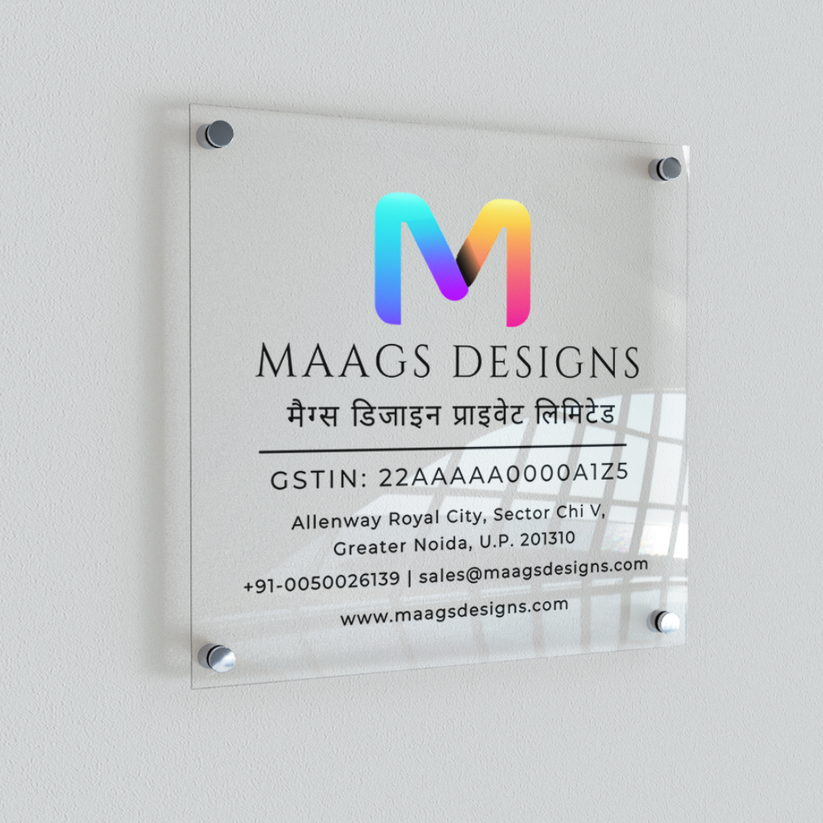 Company Logo Name Plate for Office (Acrylic), Name Plate for Office wi ...