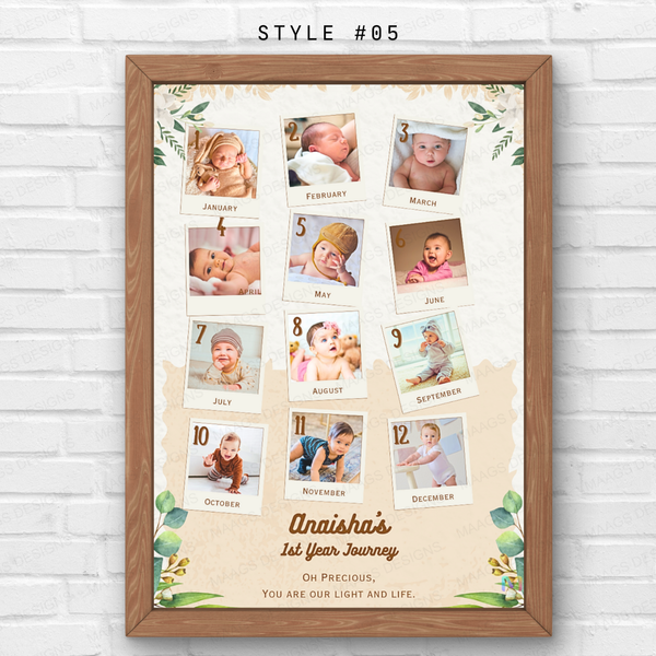 Personalized First Year Collage Frame for Baby - Style 05 | First Born ...