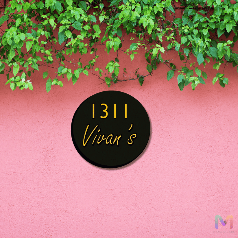 Black Radiance - Round Name Plate | Premium Custom Name Plate for Home ...