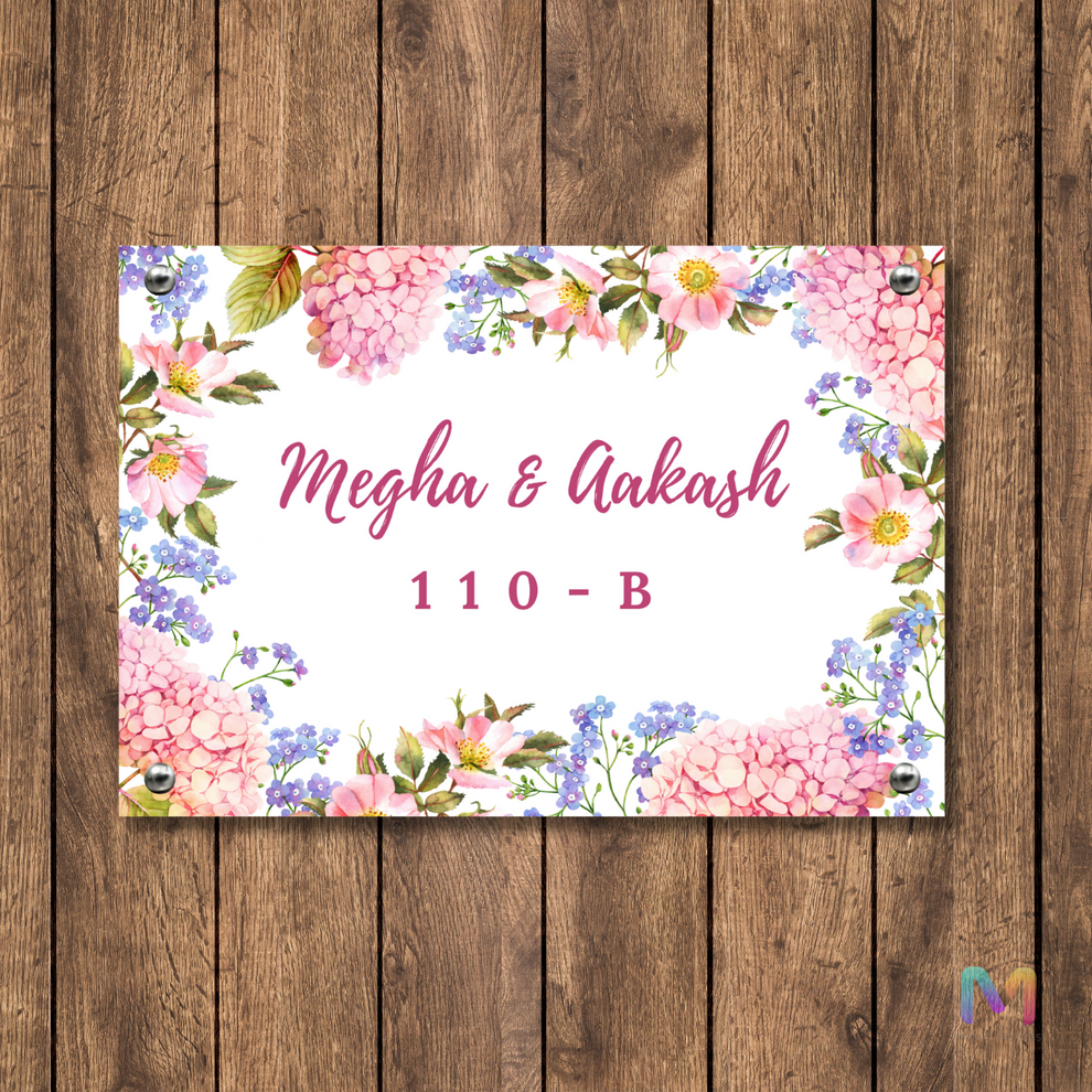 Floral Bliss Name Plate - Name Plate for Home in Acrylic – Maags Designs