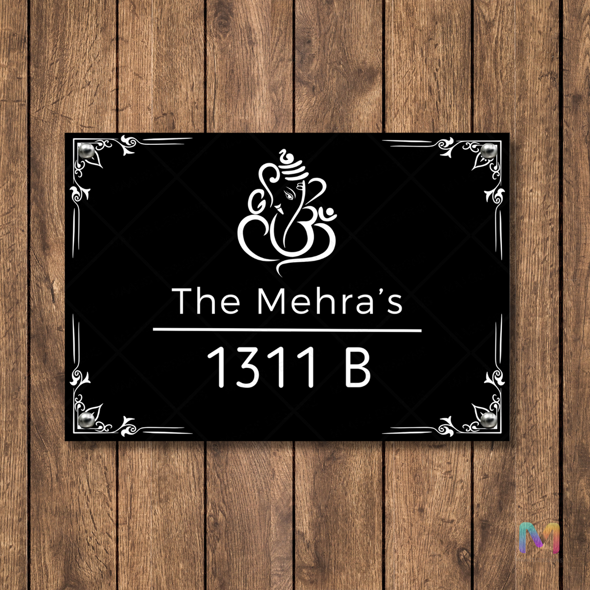 Lord Ganesha Name Plate | Devotional Name Plate for Home – Maags Designs