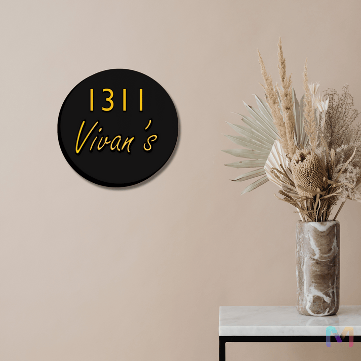 Black Radiance - Round Name Plate | Premium Custom Name Plate for Home ...