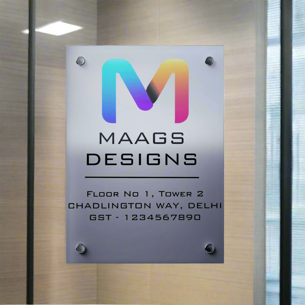 Office Name Plate with Logo in Acrylic | Custom name plate for Office ...