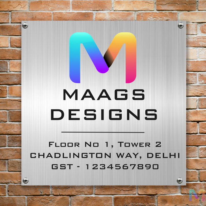 Urban Steel Identity - Stainless Steel Name Plate with Logo for Office ...