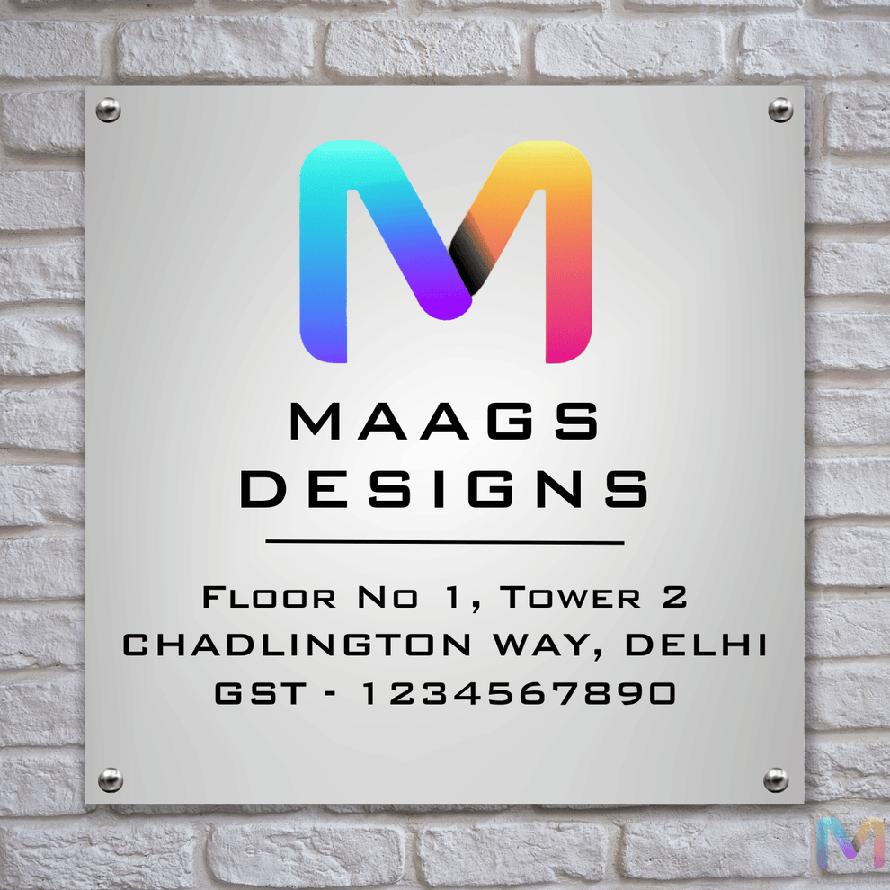 Office Name Plate with Logo in Acrylic | Custom name plate for Office ...