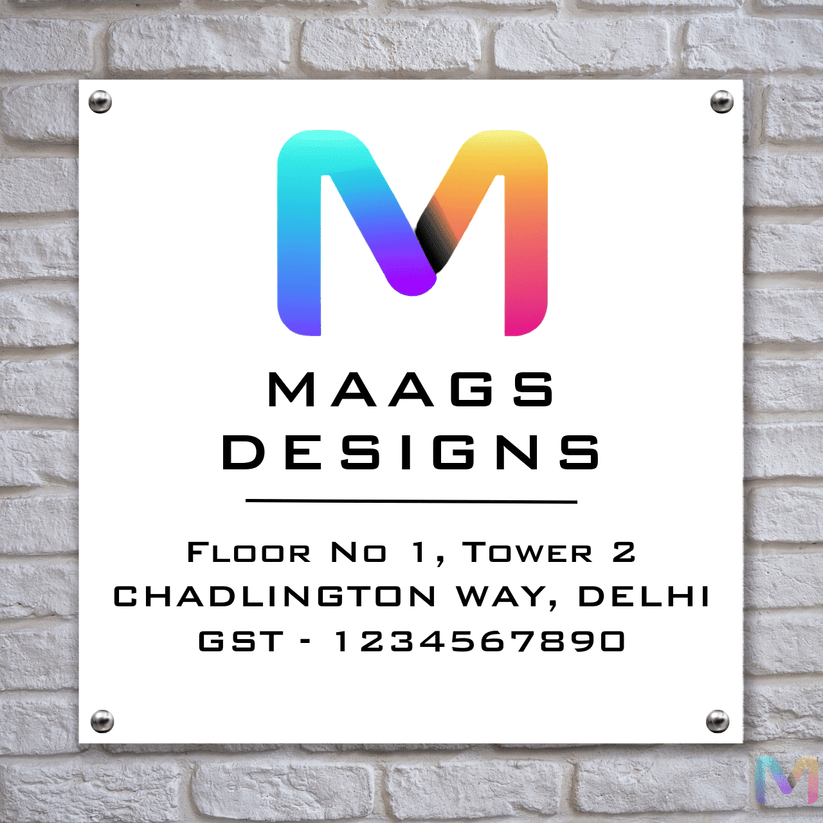 Office Name Plate with Logo in Acrylic | Custom name plate for Office ...