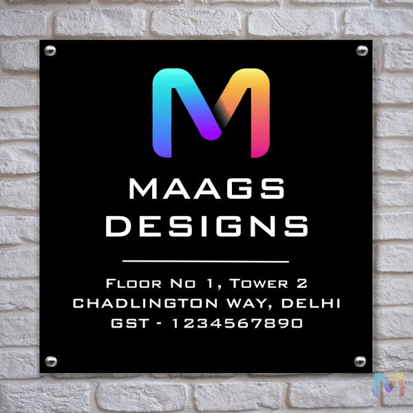 Office Name Plate with Logo in Acrylic | Custom name plate for Office ...