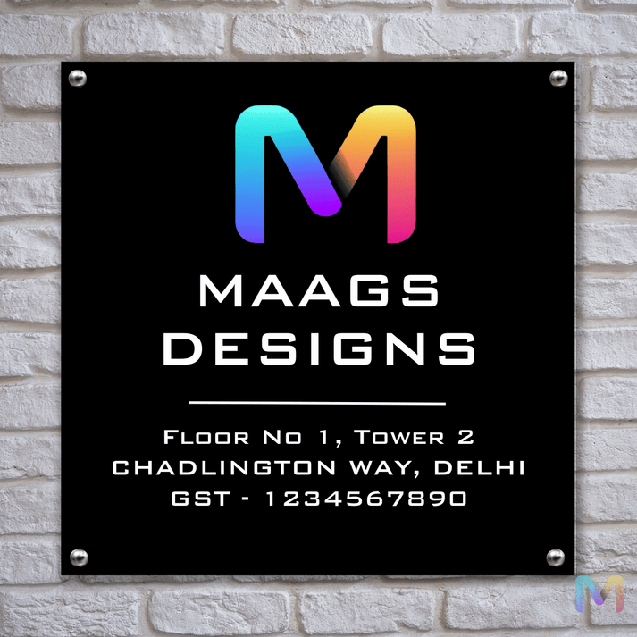 Office Name Plate with Logo in Acrylic | Custom name plate for Office ...