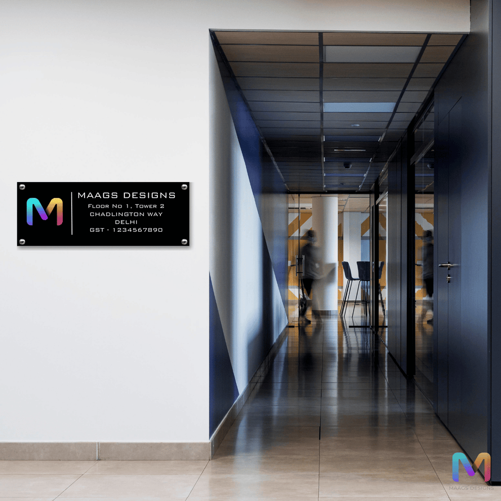 Office Name Plate with Logo in Acrylic | Custom name plate for Office ...