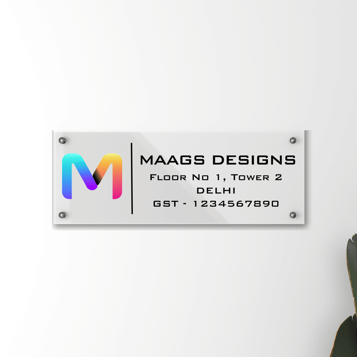 Office Name Plate with Logo in Acrylic | Custom name plate for Office ...
