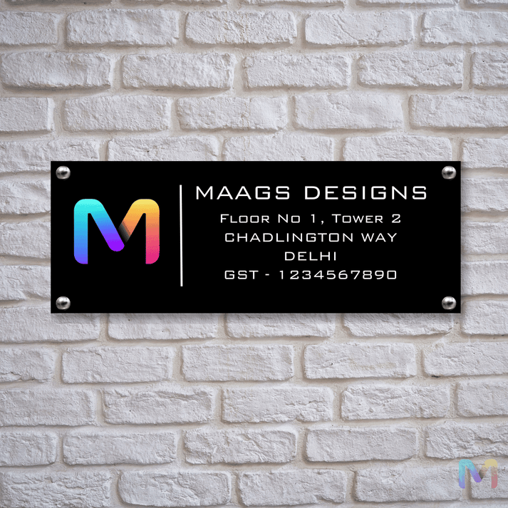 Office Name Plate with Logo in Acrylic | Custom name plate for Office ...