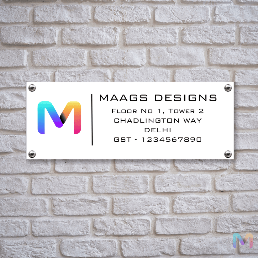 Office Name Plate with Logo in Acrylic | Custom name plate for Office ...