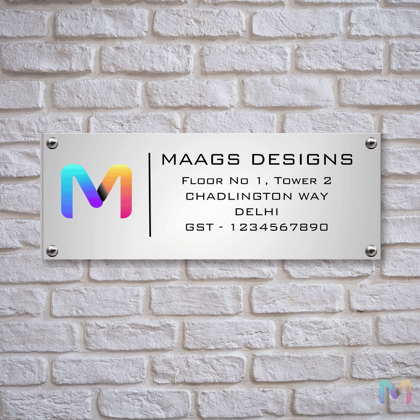 Office Name Plate with Logo in Acrylic | Custom name plate for Office ...