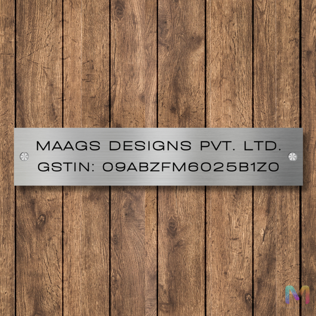 GST Name Plates for Office in Stainless Steel | Company Name Boards ...