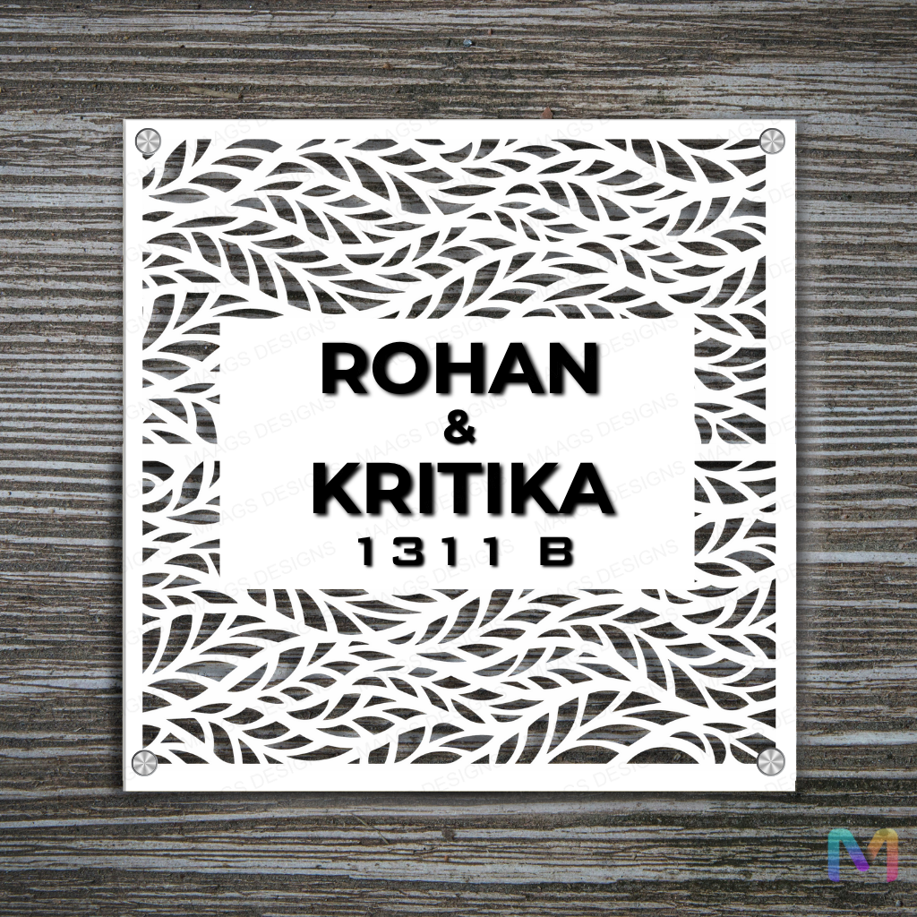 Blooming Square Name Plate | Custom Name Plates for Home – Maags Designs