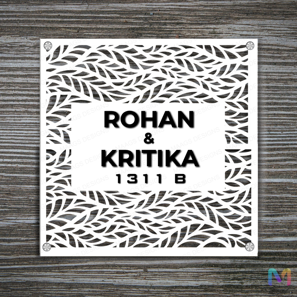 Blooming Square Name Plate | Custom Name Plates for Home – Maags Designs