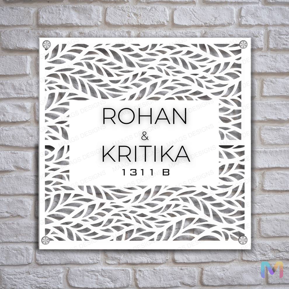 Blooming Square Name Plate | Custom Name Plates for Home – MAAGS DESIGNS
