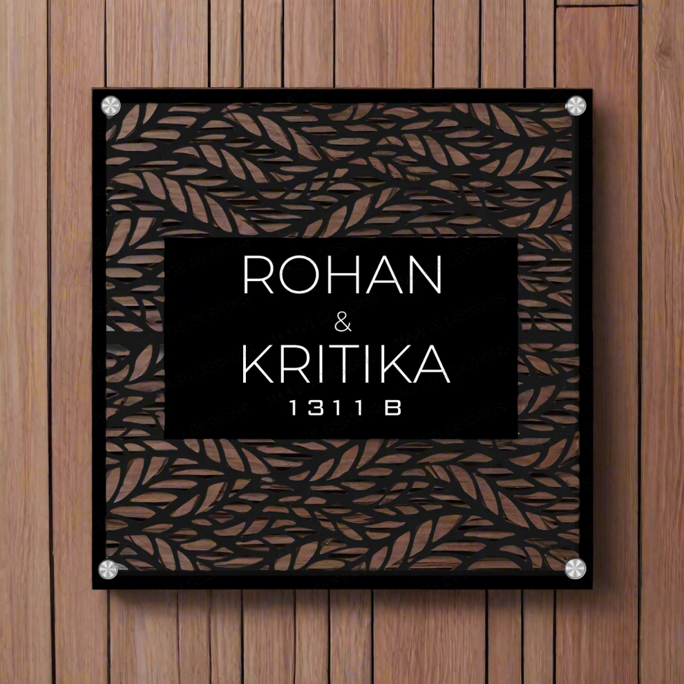 Blooming Square Name Plate | Custom Name Plates for Home – Maags Designs