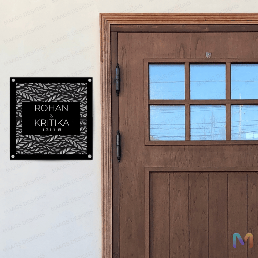 Blooming Square Name Plate | Custom Name Plates for Home – MAAGS DESIGNS